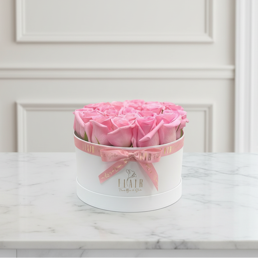 Sweet Pink Rose Box | Luxury Rose Arrangement in Cincinnati – Flair ...